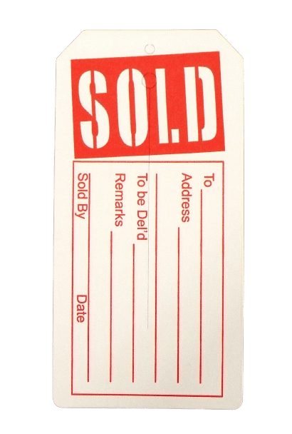 Red and White SOLD Tag 2 3/8" x 4 3/4" - Freedom Distribution